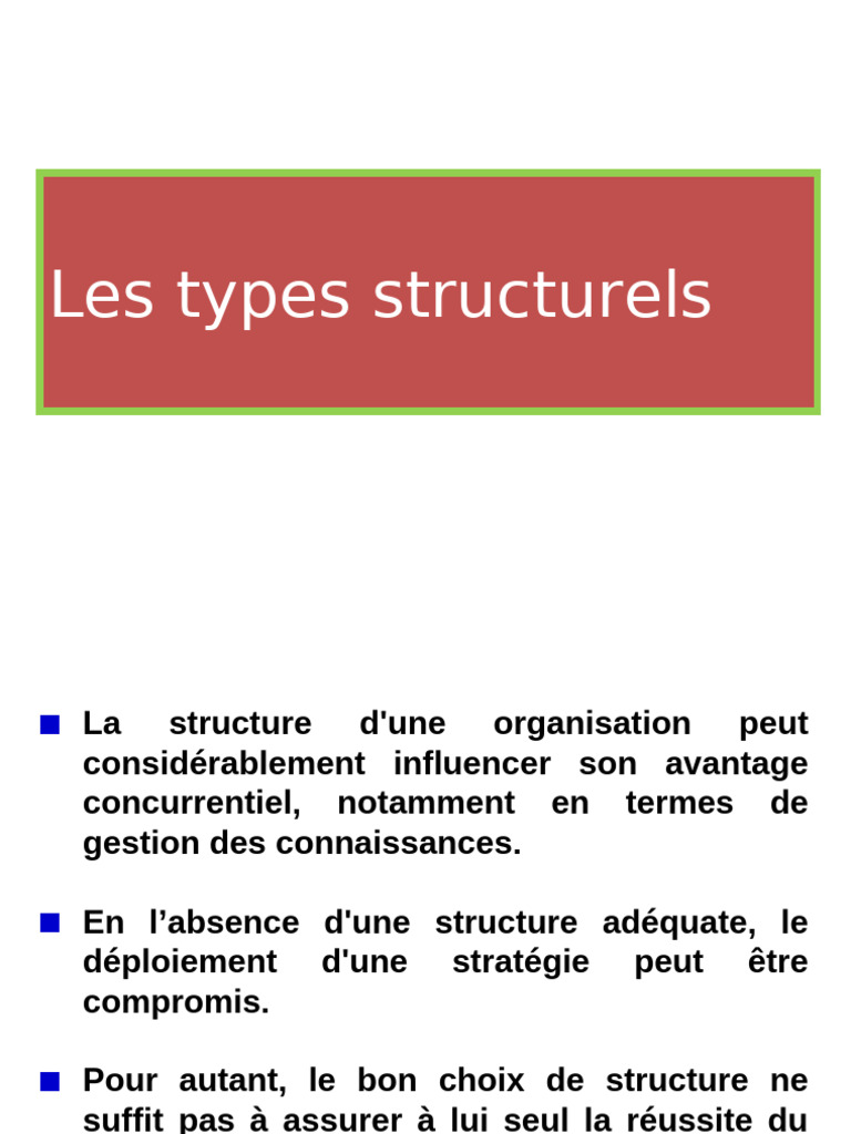 Types de structures organisationnelles | PDF | Commercialisation ...