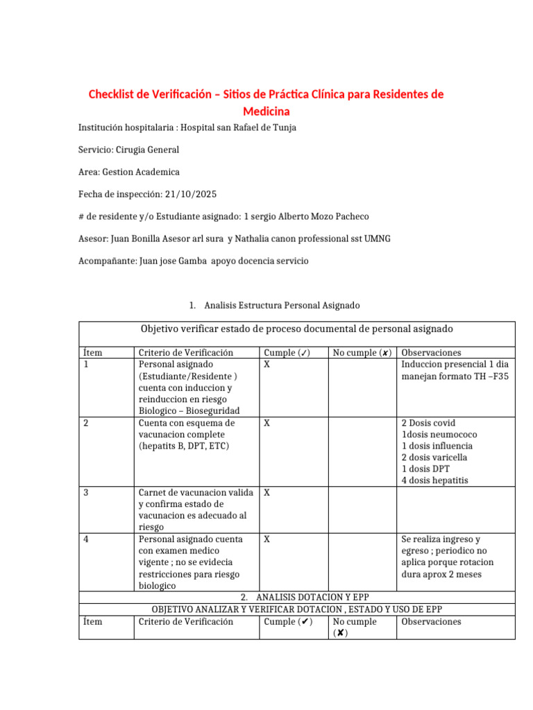 Checklist Inspeccion Tunja | PDF