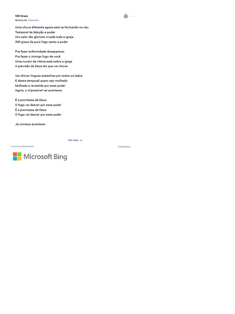 Letra 500 Graus Cassiane - Procurar | PDF