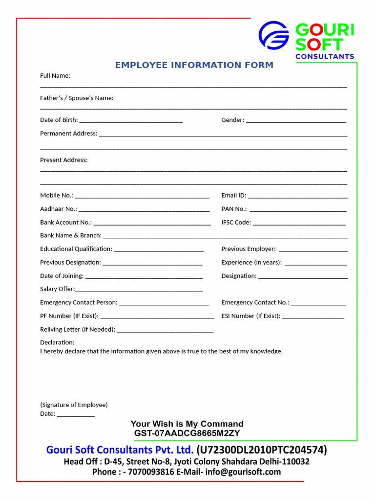 Employee Form | PDF