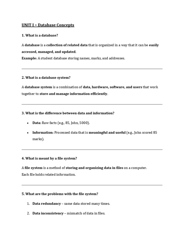 Dbms 2 Marks [ All Units ] | PDF | Pl/Sql | Databases