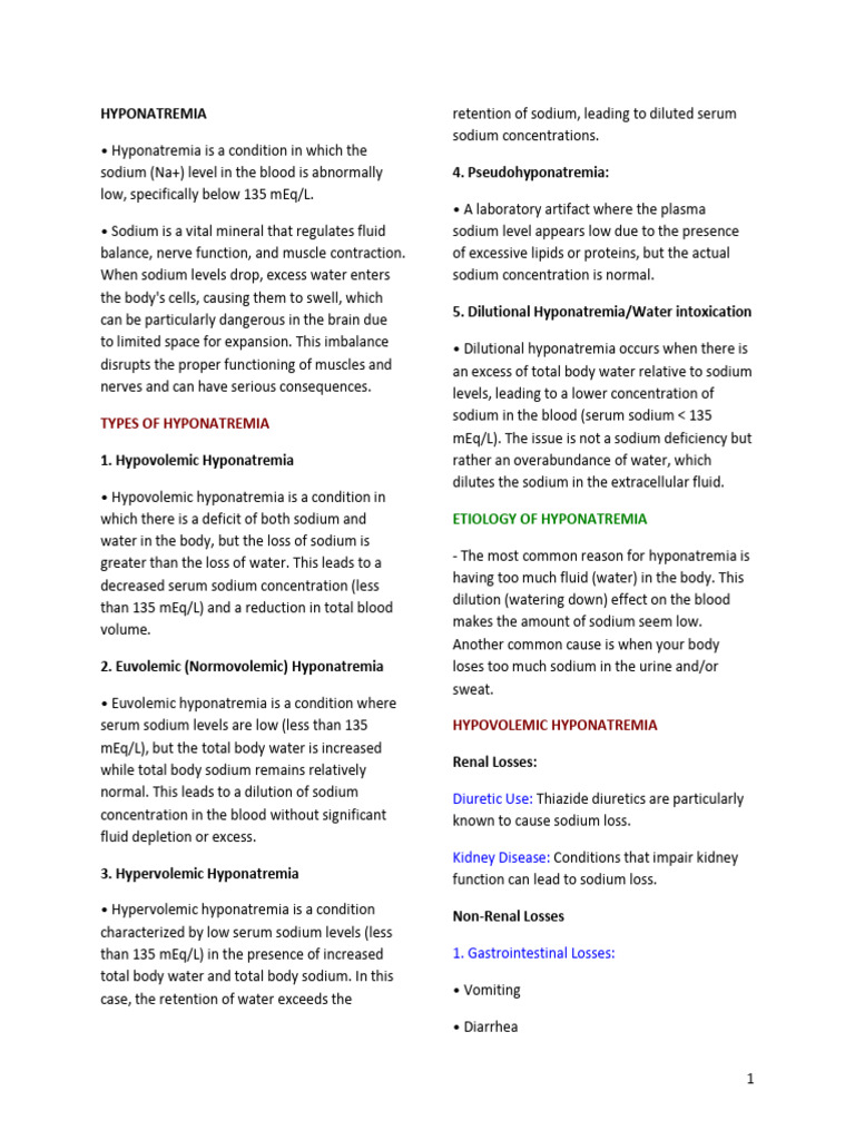 Hyponatremia 5th Exam | PDF | Medical Specialties | Diseases And Disorders