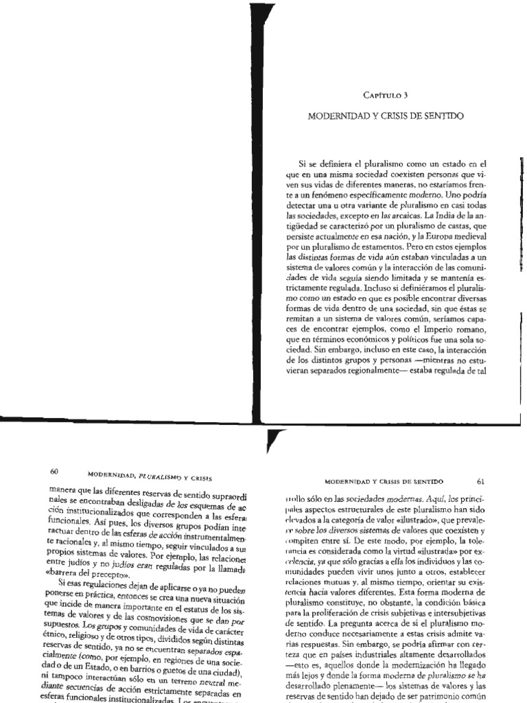 B&L Modernidadpluralismoycrisisdesentido Cap3 | PDF | Sociedad | Modernidad