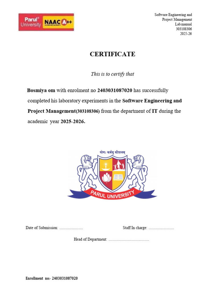 Om SEPM Lab Manual | PDF | Software Development Process | Agile Software Development