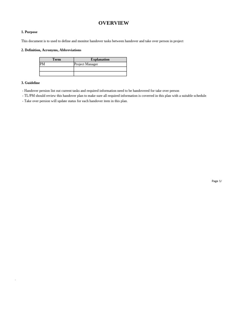 CDI Handover Note QC | PDF