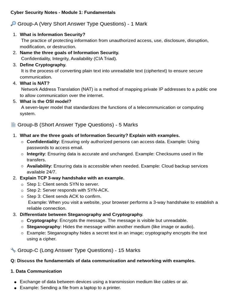 Cyber Security Notes - Module 1 - 8 | PDF | Malware | Computer Virus