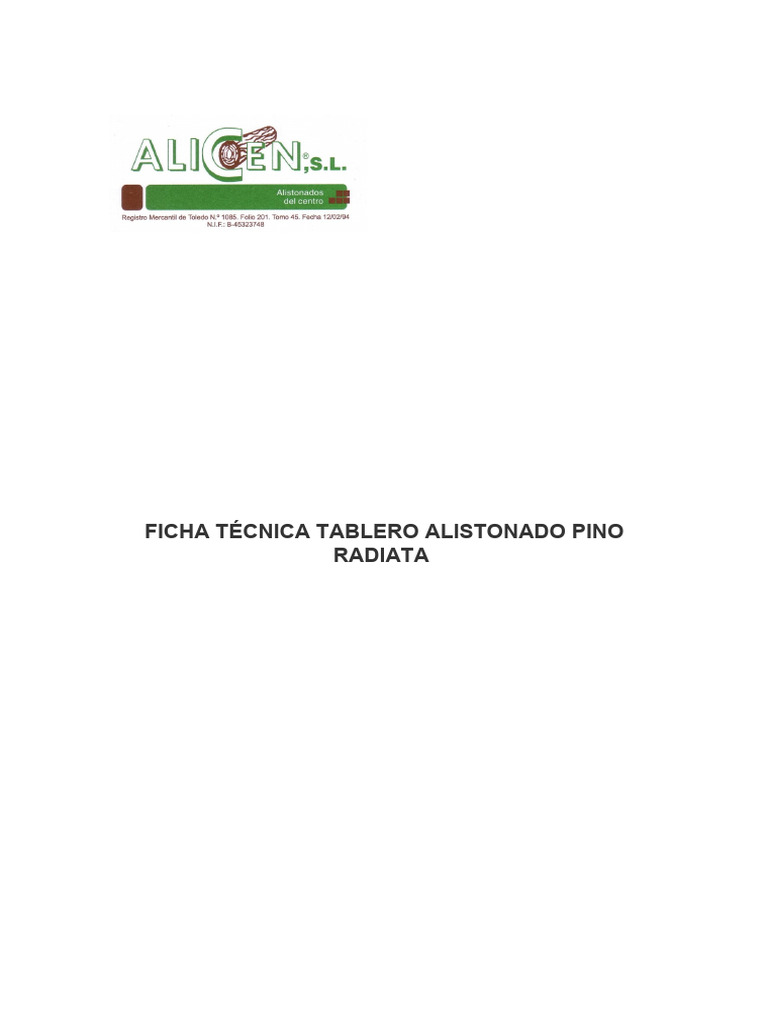 Alicen - Certificado Alistonado Insignis PDF | PDF | Madera