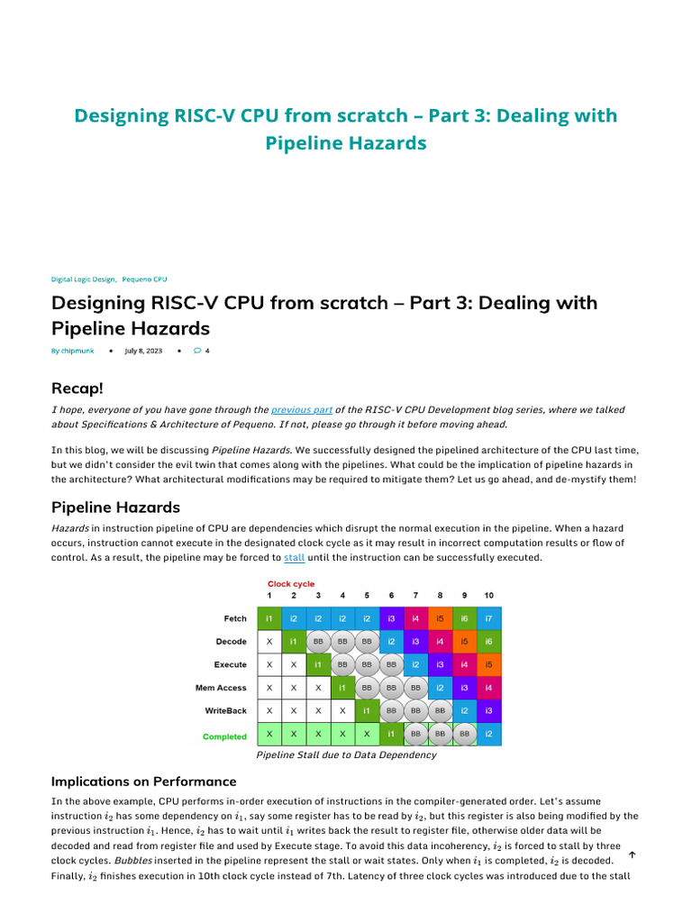 Designing RISC-V CPU From Scratch - Part 3 - Dealing With Pipeline Hazards - Chipmunk Logic ...