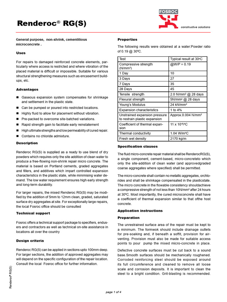 fosroc-renderoc-rg-s | PDF | Concrete | Building Engineering