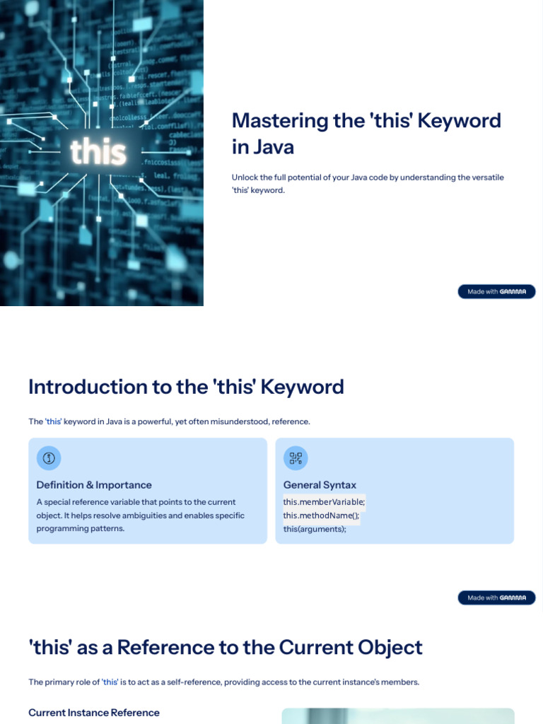 Mastering-the-this-Keyword-in-Java | PDF | Programming | Constructor (Object Oriented Programming)