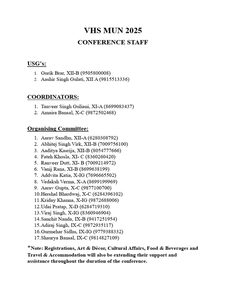 Conference Staff Oc List | PDF