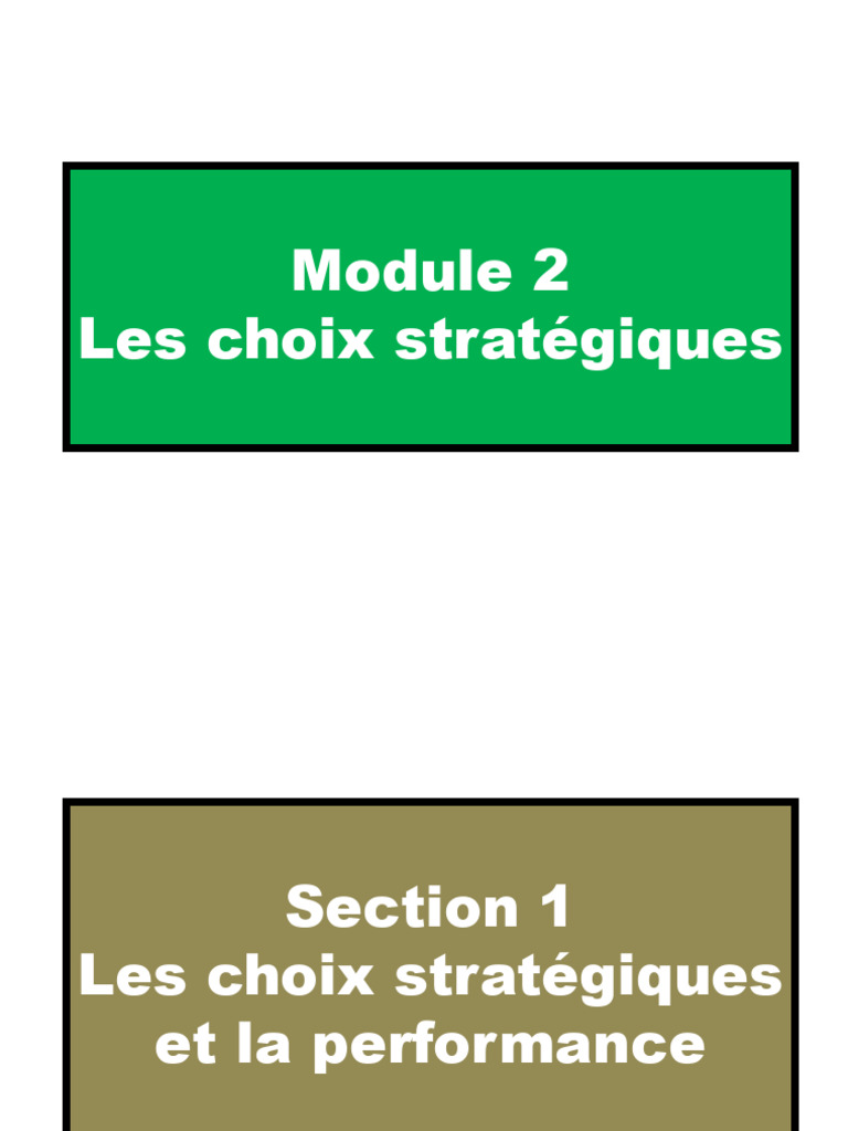 Choix stratégiques et performance d'entreprise | PDF | Management de la ...