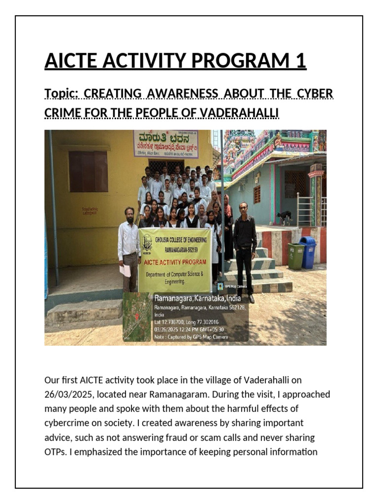 Cybercrime Awareness in Vaderahalli | PDF