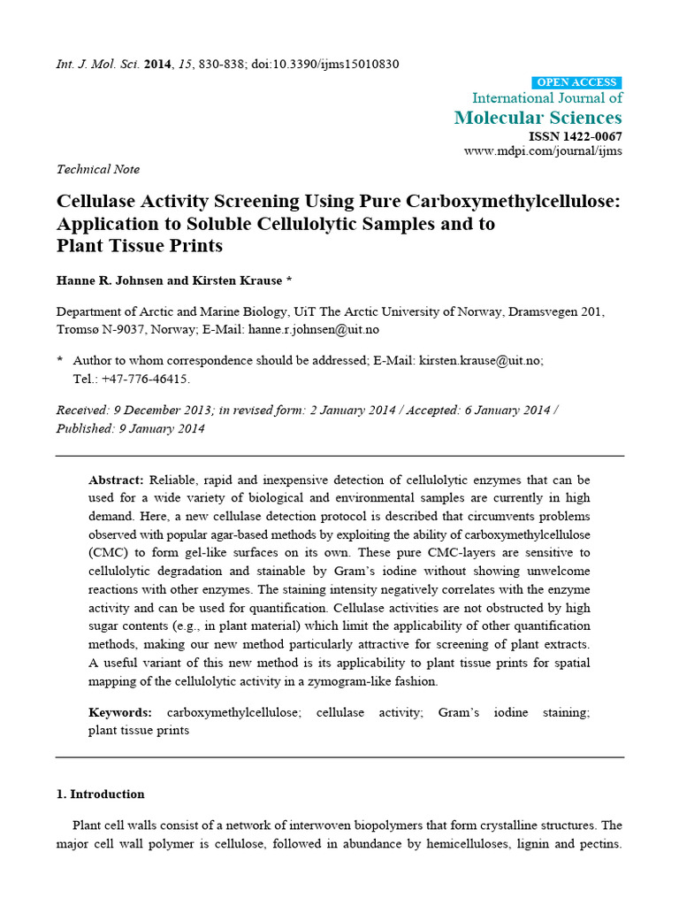 Cellulase Activity Detection with CMC | PDF | Cellulose | Agar