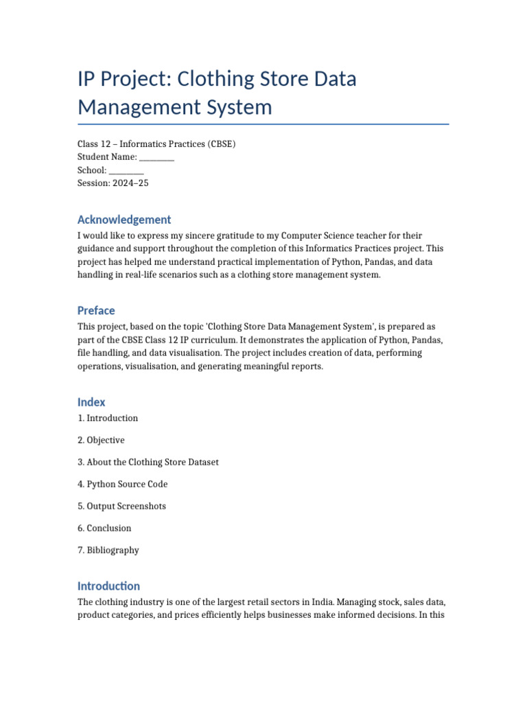 IP Clothing Project (1) | PDF | Data | Information Science