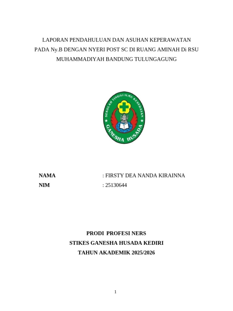 Asuhan Keperawatan Nyeri Post SC di RSU | PDF