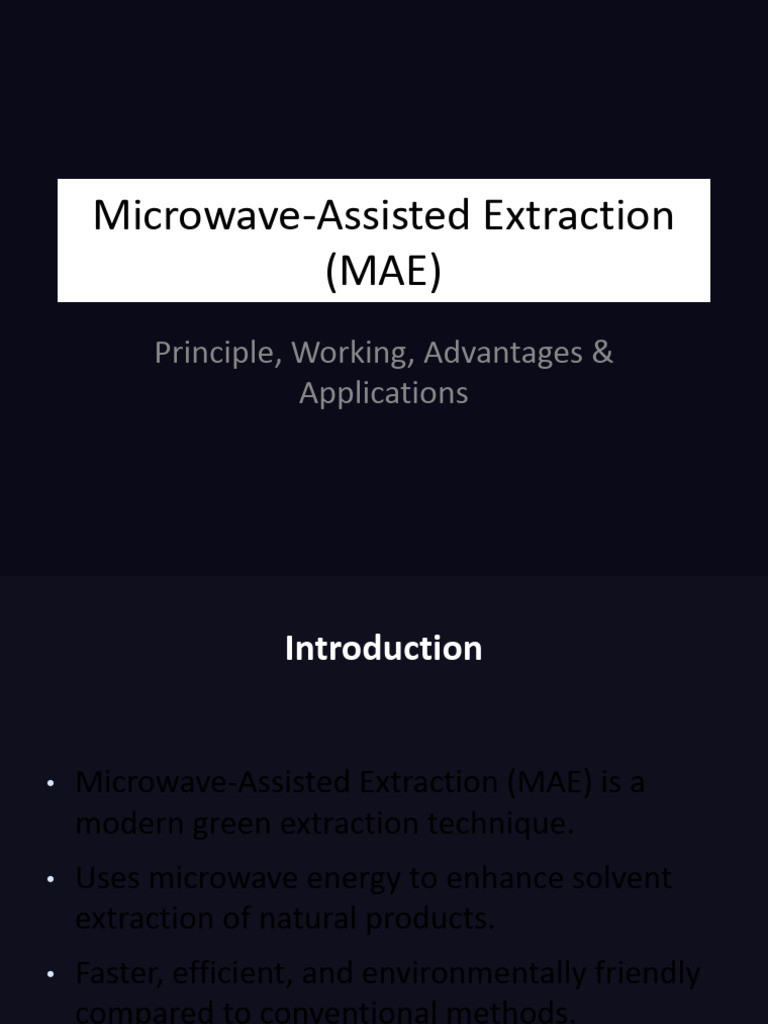 Microwave-Assisted Extraction Overview | PDF | Solvent | Dielectric