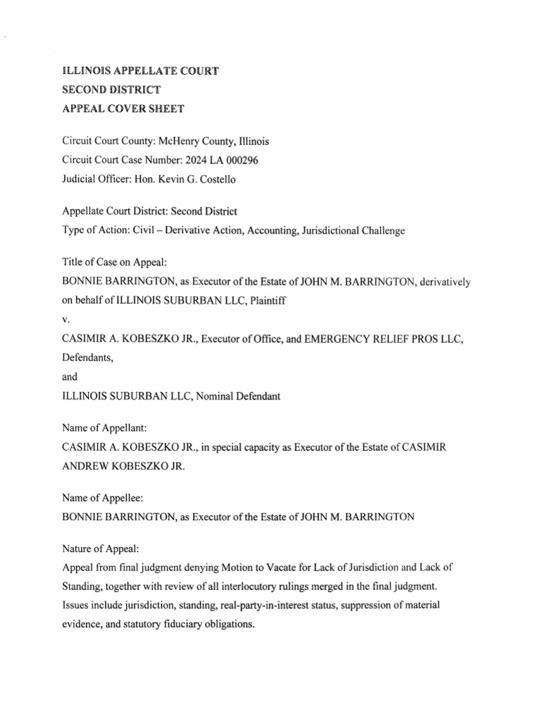 2024LA296 Appeal Cover Sheet | PDF