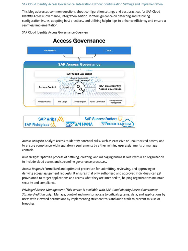 SAP Cloud Identity Access Governance Integration Edition Configuration Settings and ...