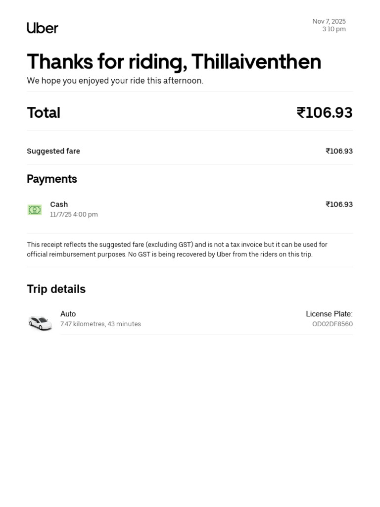 Uber Receipt_07Nov2025 2 (1) | PDF