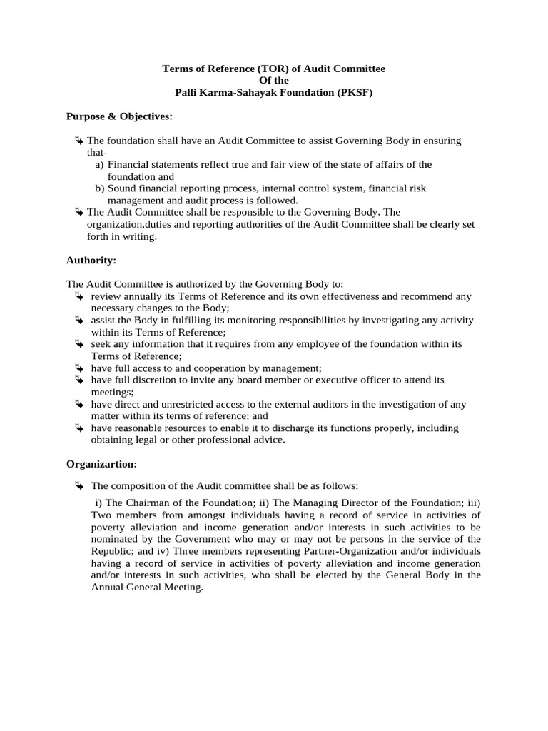 26. ToR and Composition of Audit Committee | PDF | Audit Committee ...