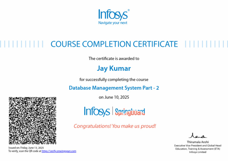 Infosys-- Database Management System Part | PDF