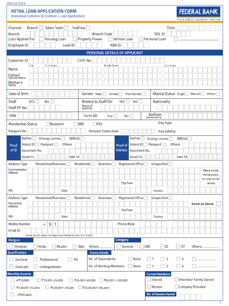 1 - New Retail Loan Application Form C925 - PDF | PDF