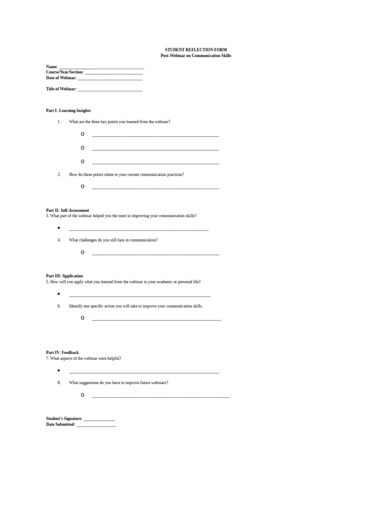 Student Reflection Form | PDF