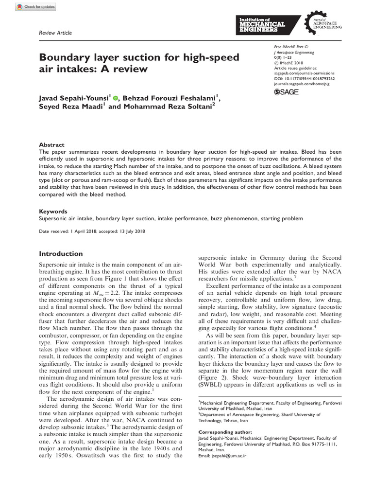 Boundary Layer Suction for High Speed Ai | PDF | Shock Wave ...