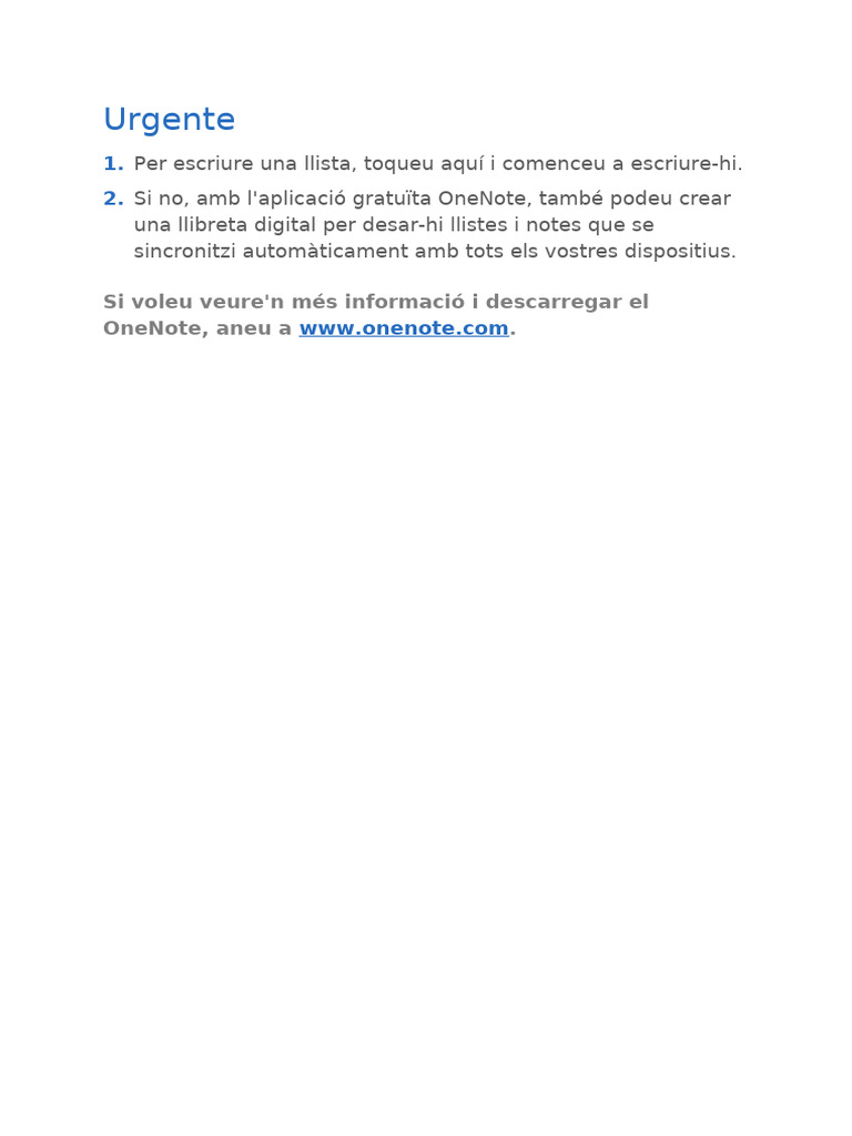 Urgente: Si Voleu Veure'N Més Informació I Descarregar El Onenote, Aneu ...
