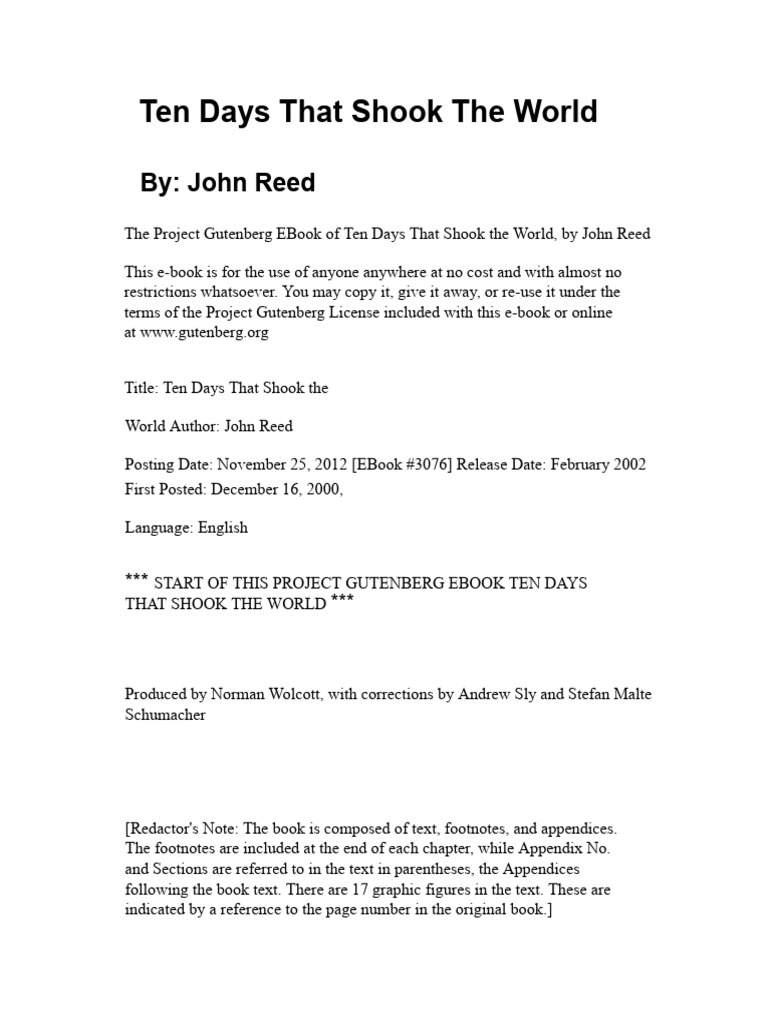 Ten Days That Shook the World Final | PDF | Bolsheviks | Russian Revolution