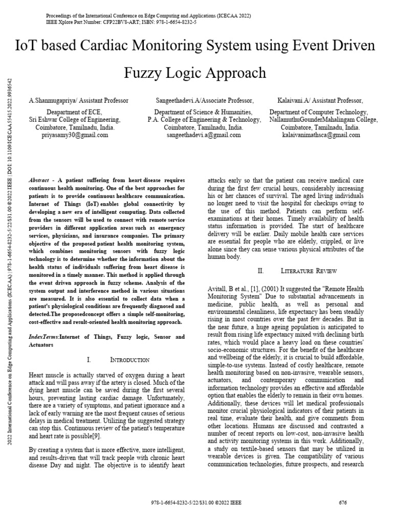 IoT Based Cardiac Monitoring System Using Event Driven Fuzzy Logic ...
