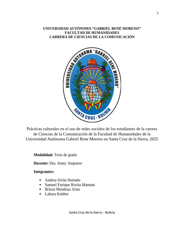 Prácticas culturales en redes sociales UAGRM | PDF | Estudios ...