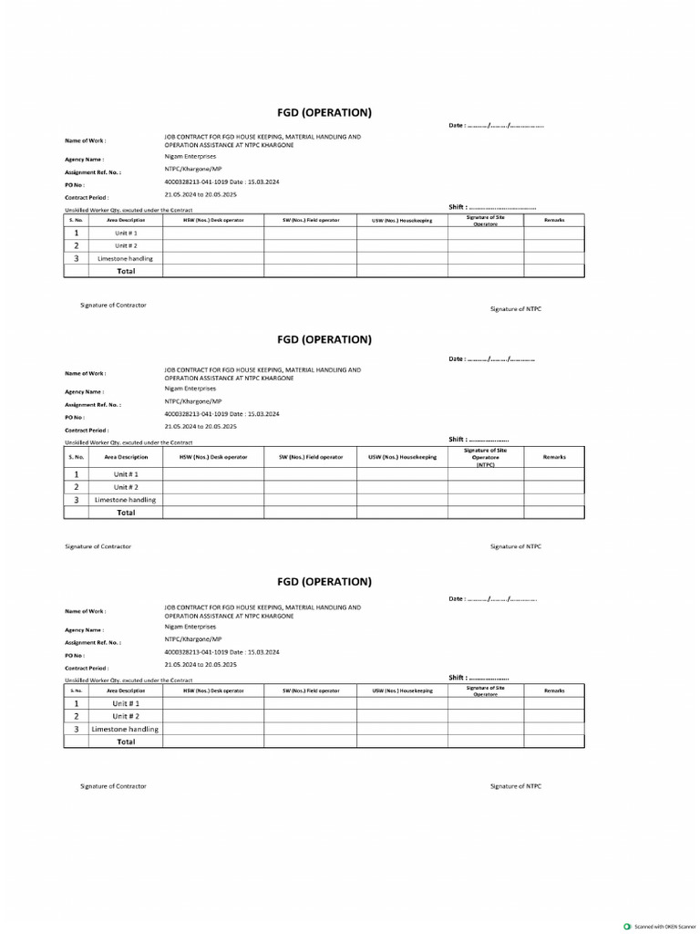 Shift Deployment Sheet | PDF