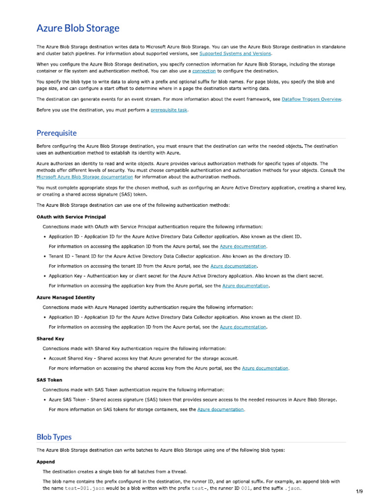 Azure Blob Storage Detailed Document For Dummies | PDF