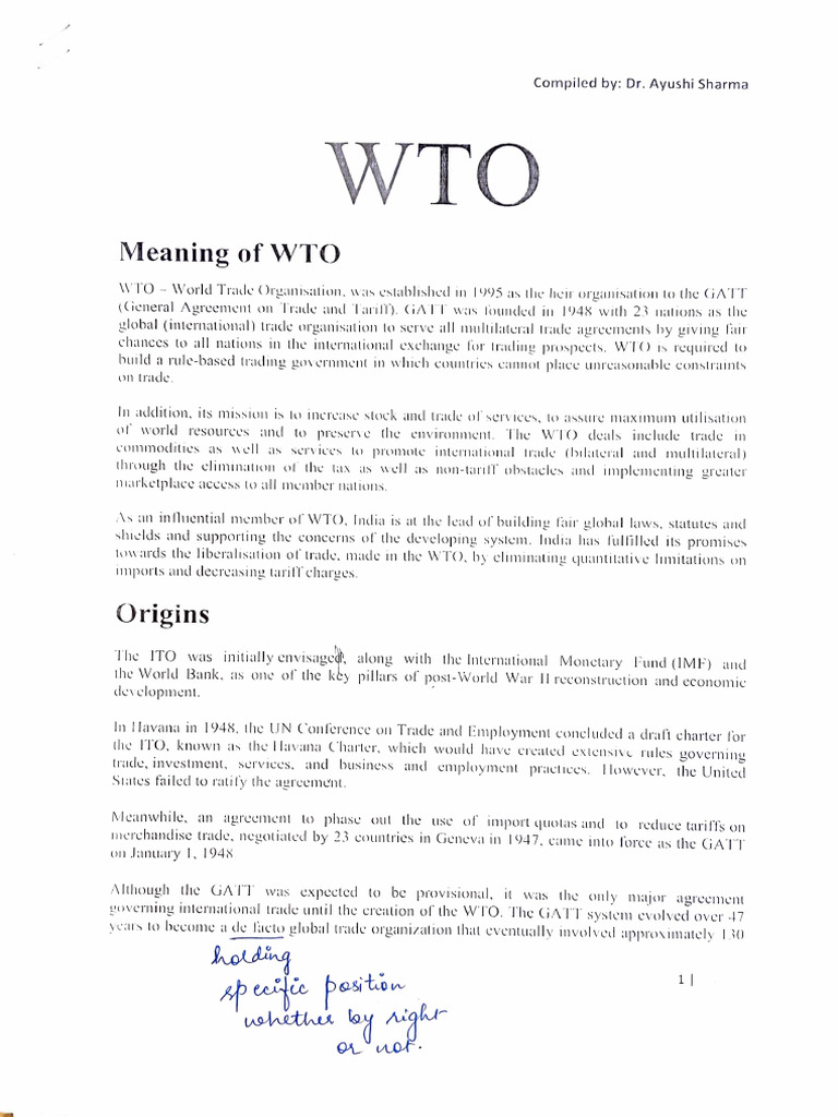 FOB Unit 2 World Trade Organization | PDF | World Trade Organization ...