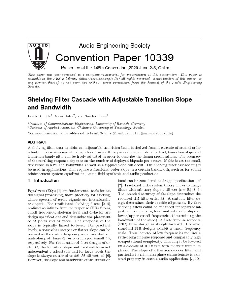 Shelving Filter Cascade Project | PDF | Equalization (Audio) | Bandwidth (Signal Processing)