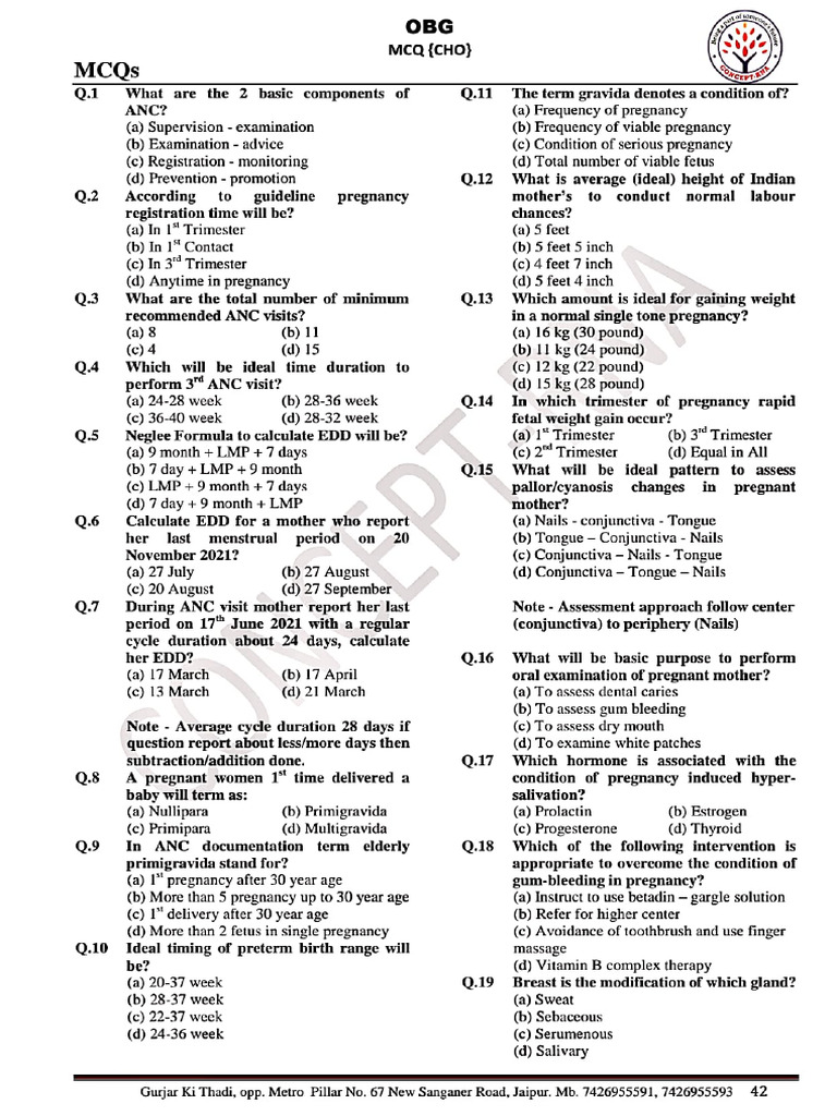 OBG MCQS | PDF