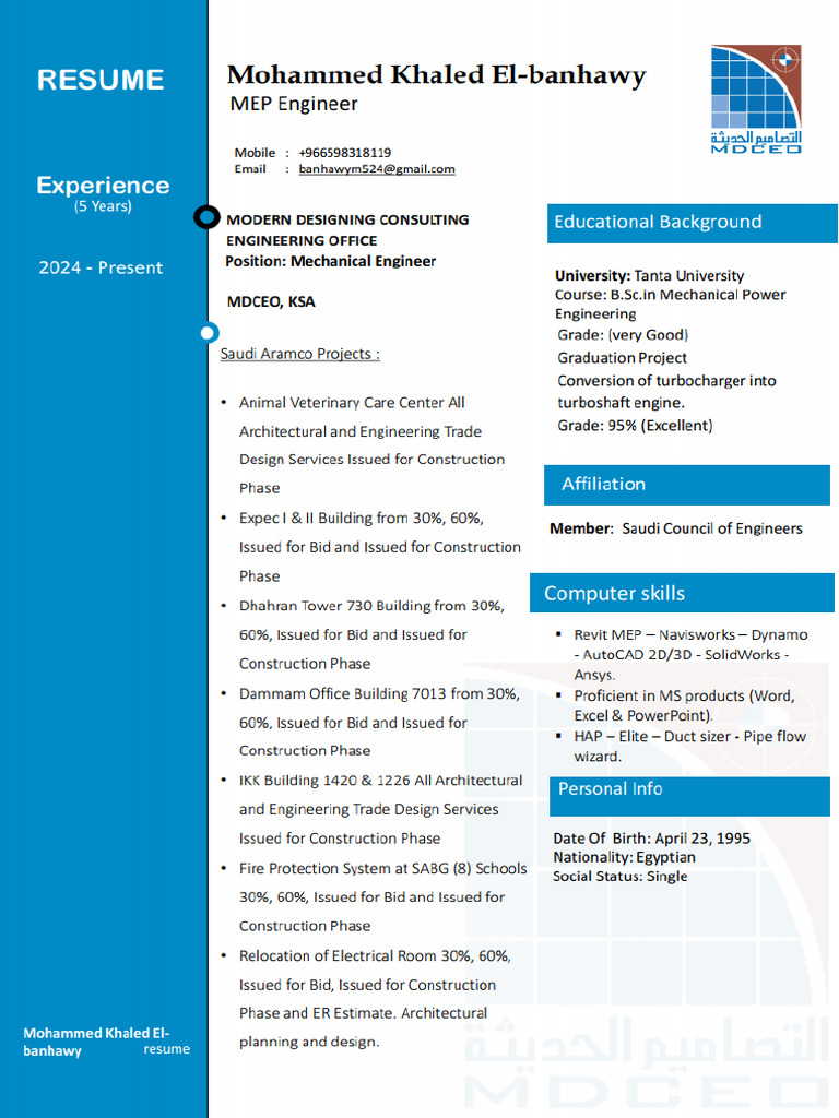 Mech Engineer CV Mohammed El Banhawy 1 1 | PDF