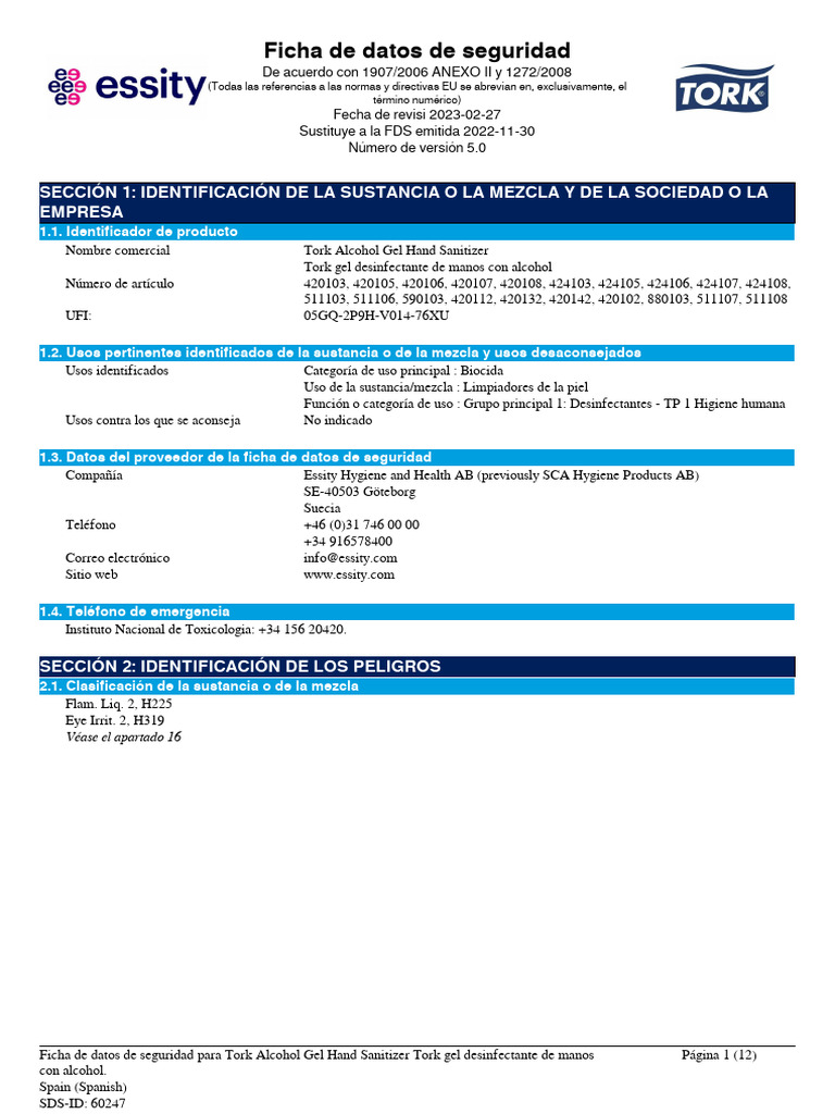 9.alcohol en Gel Tork | PDF | Agua