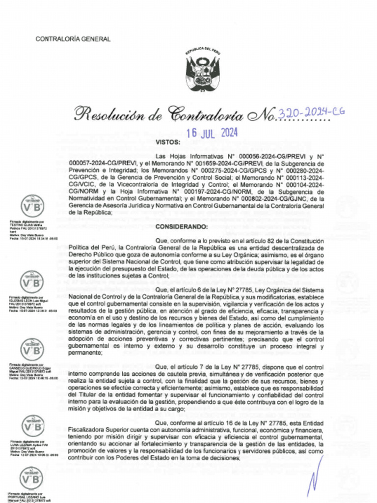Resolución de Contraloría N.° 320-2024-CG (1) | PDF