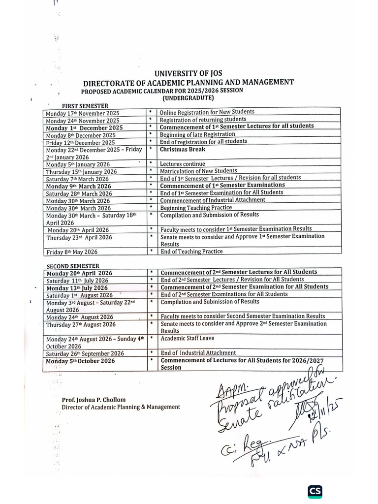 Unijos 20252026 Academic Calendar | PDF