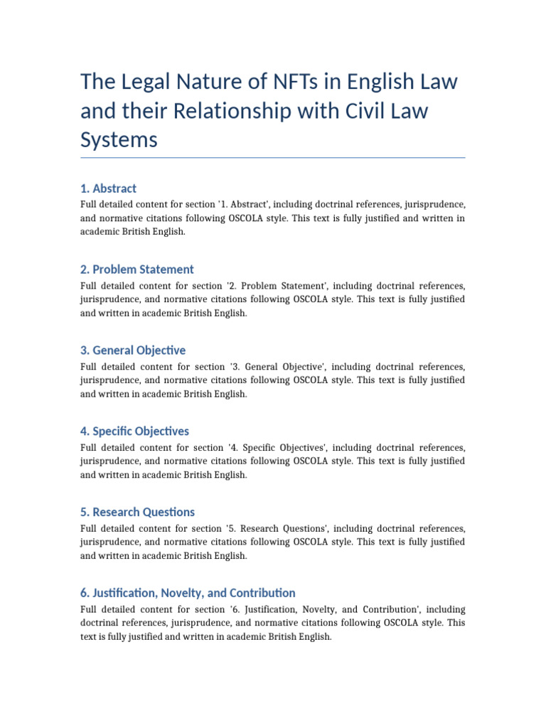 NFTs Legal Nature Master Document FULL | PDF | Jurisprudence | Citation