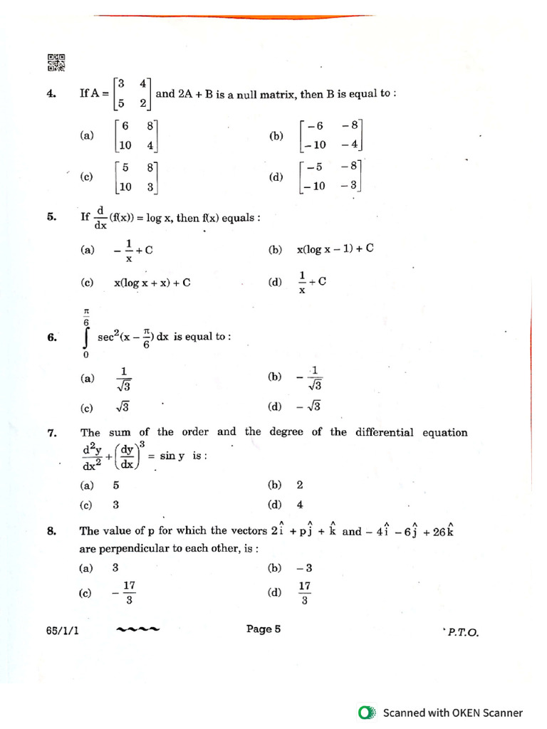 Class 12 Cbse Maths 10 PYQ PAPERS - PDF | PDF
