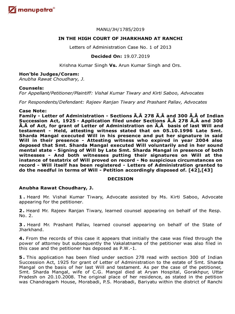 Krishna Kumar Singh Vs Arun Kumar Singh and Ors ...