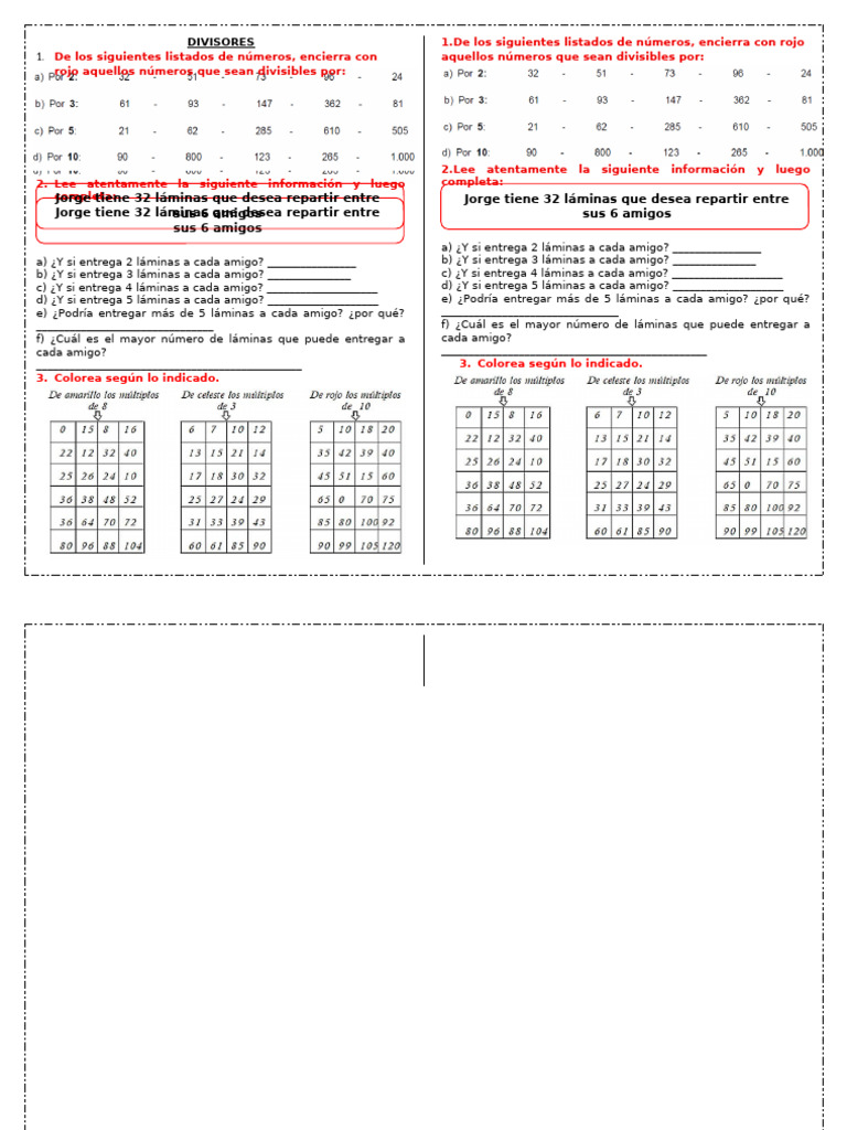 DIVISORES y Multiplos | PDF