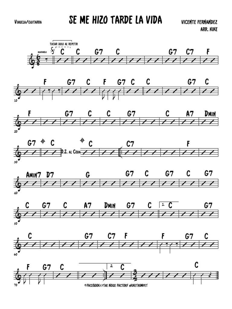 Se Me Hizo Tarde Klasico - Vihuela Guitarra | PDF