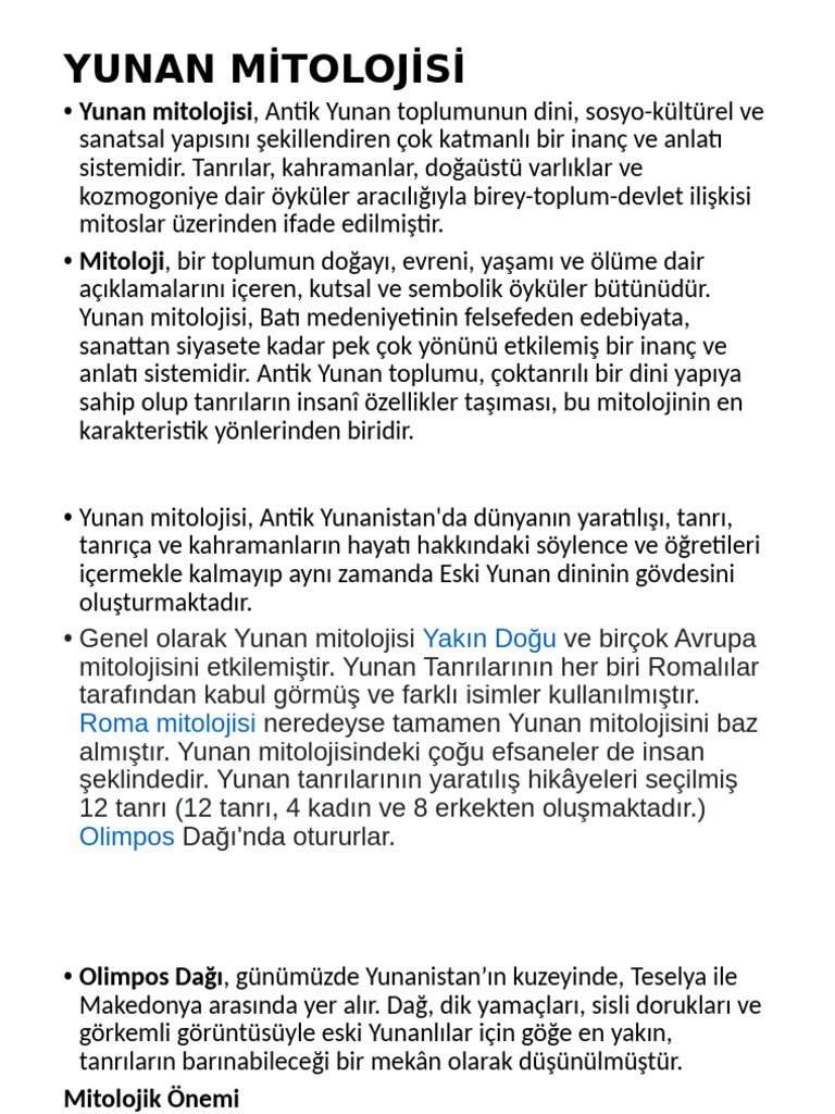 4-7 Hafta Yunan Mi̇toloji̇si̇ | PDF