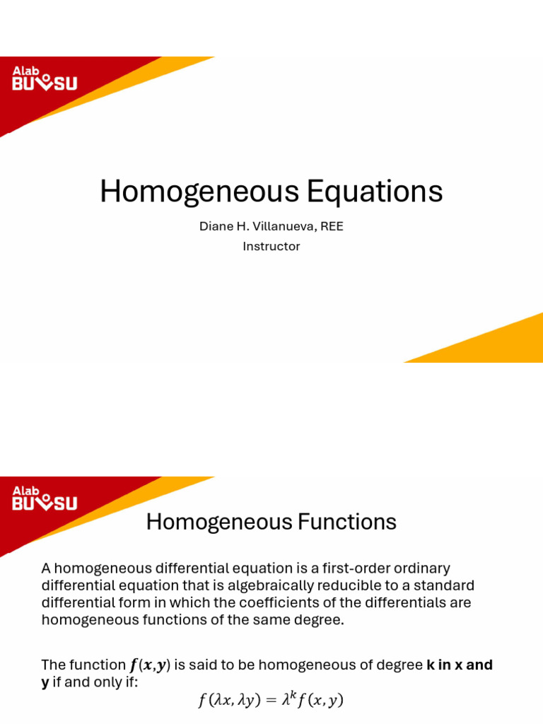 Understanding Homogeneous Equations | PDF | Equations | Mathematical ...
