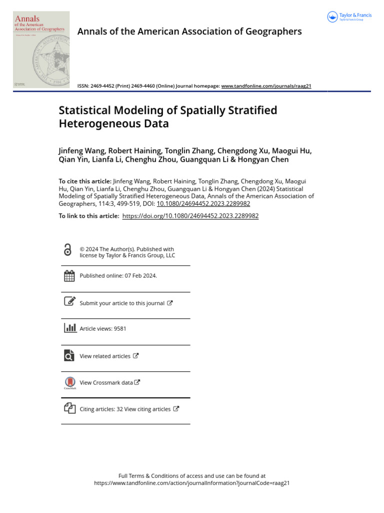Statistical Modeling of Spatially Stratified Heterogeneous Data | PDF ...